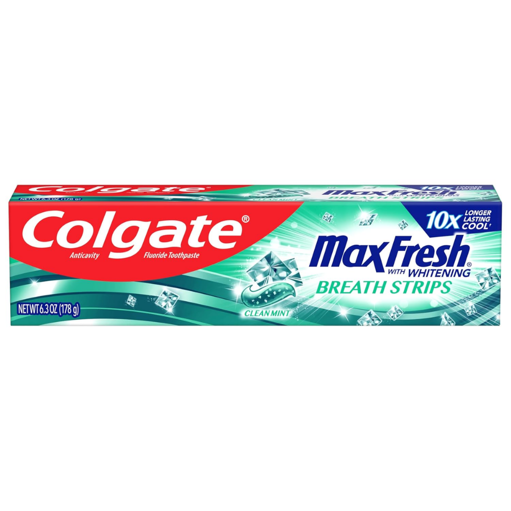 Colgate Max Fresh with Whitening Breath Strips Toothpaste (6.3oz ...