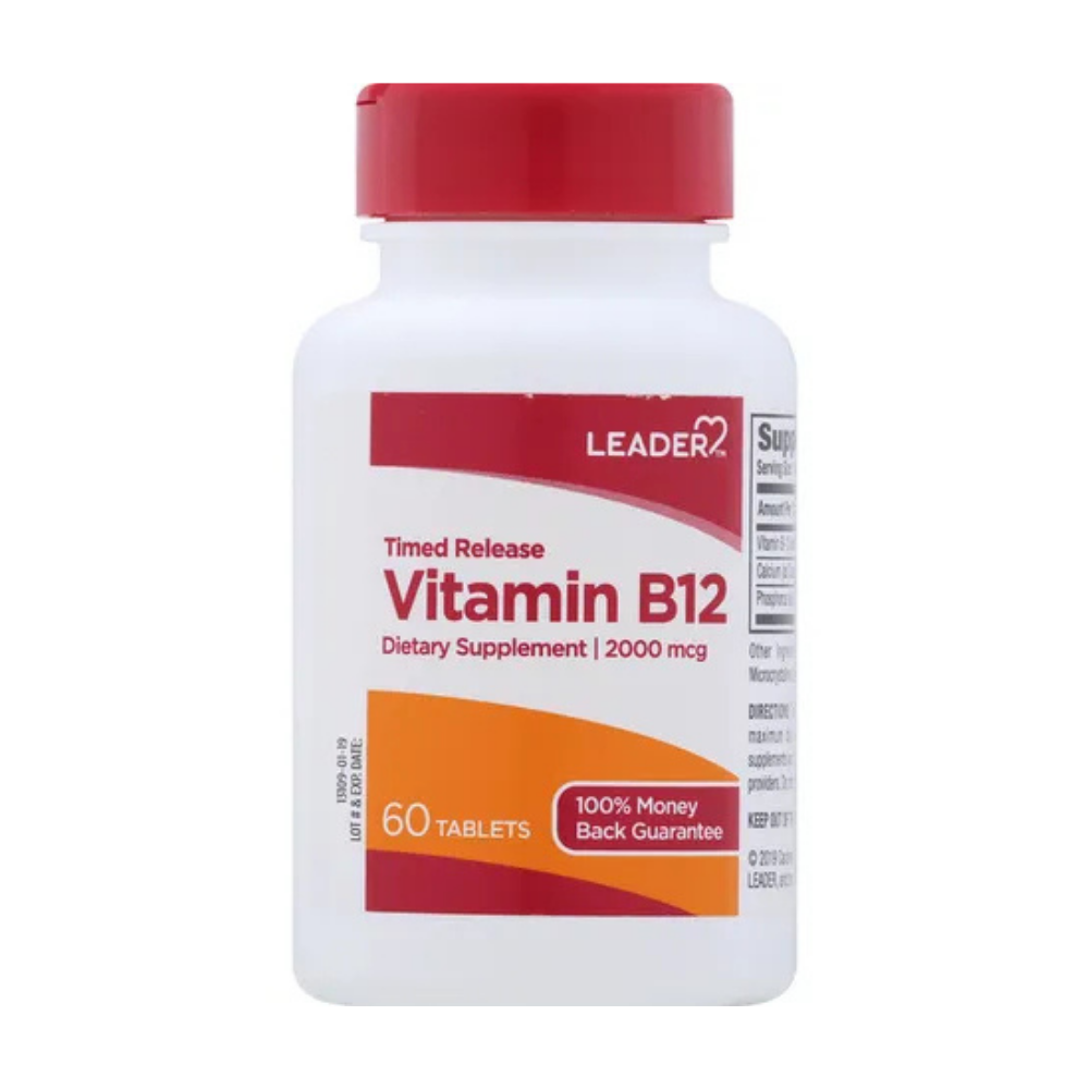 Leader Timed Release Vitamin B12 (2000 MCG 60 ct) | Farmacias Savia ...