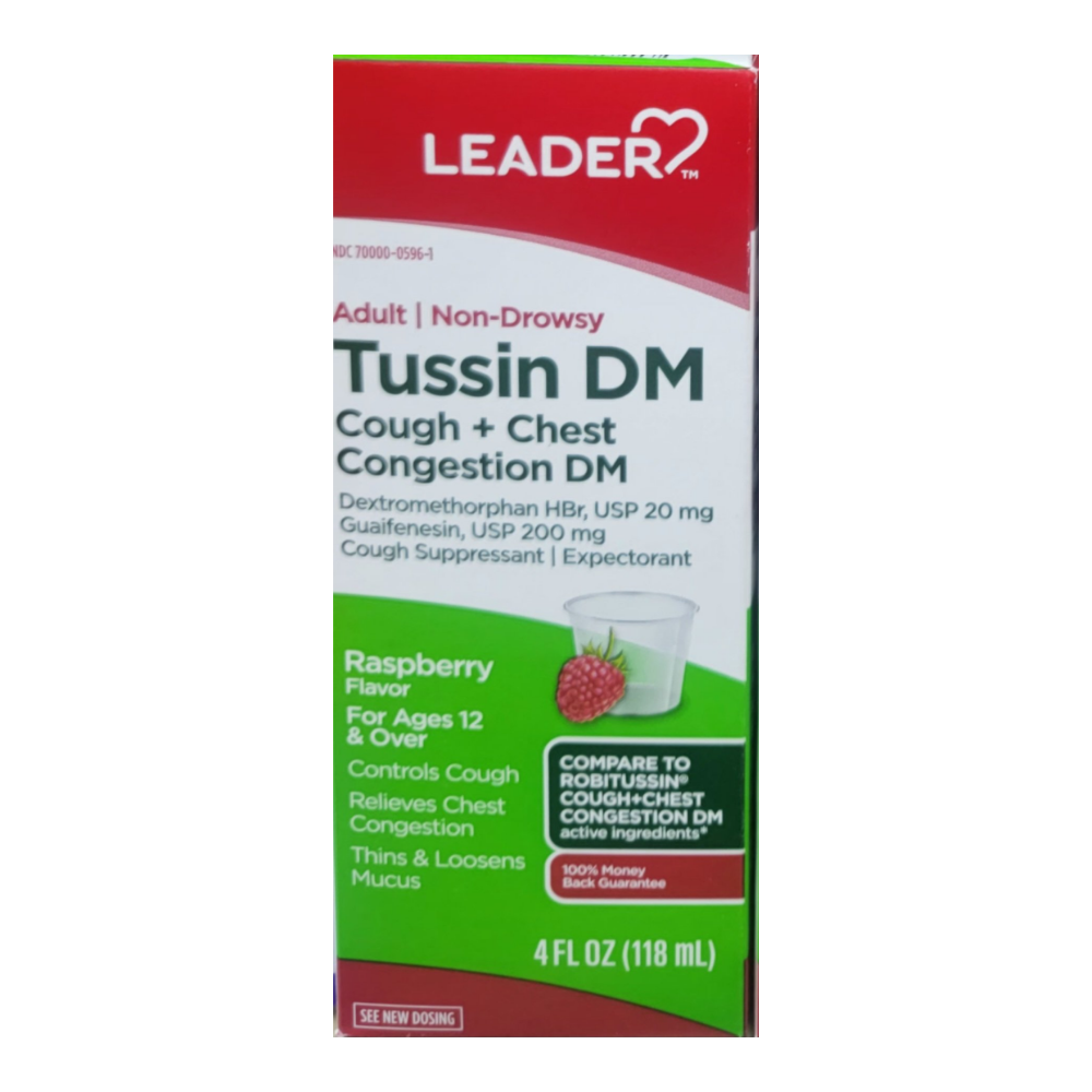 Leader Tussin DM Adult Cough + Chest Congestion DM Non-Drowsy USP (20 ...