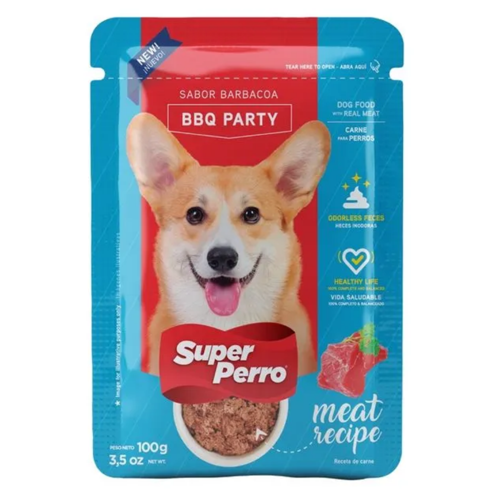 Super Perro BBQ Party Wet Dog Food Pouch (3.52 oz) | Farmacias Savia ...